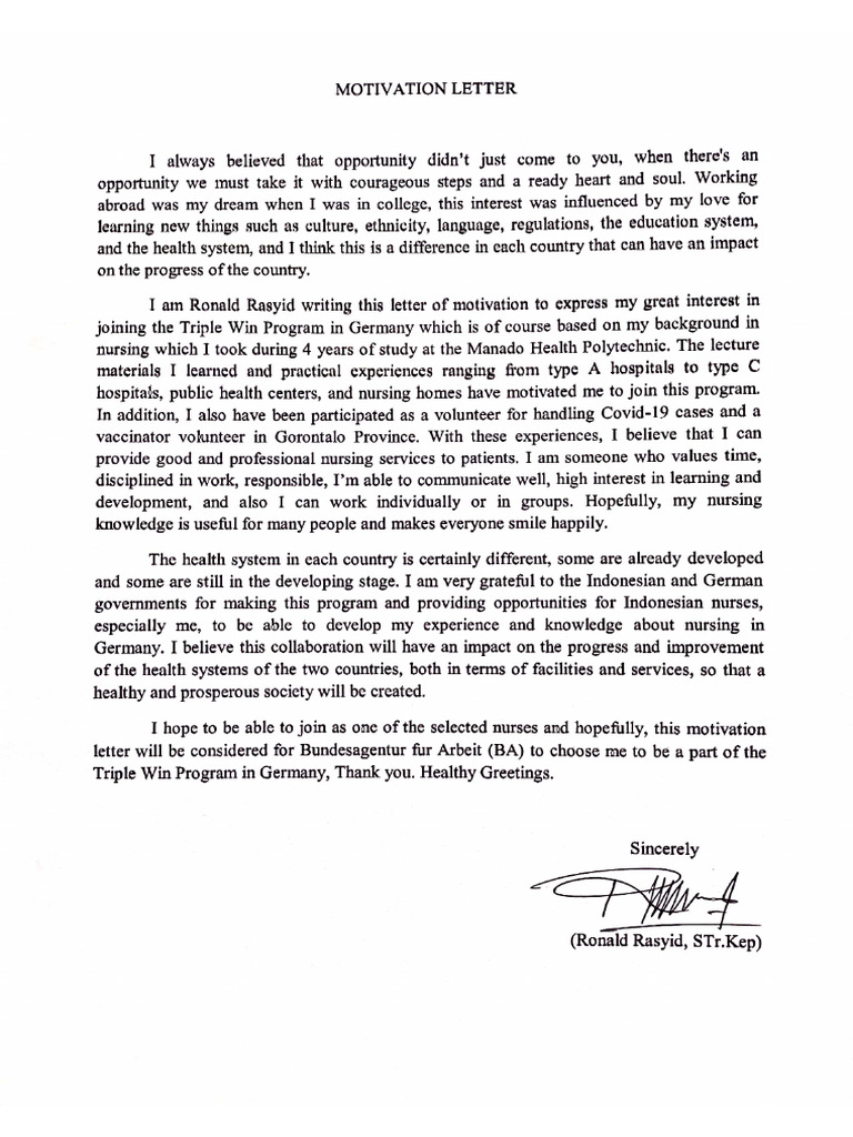 Motivation Letter | PDF