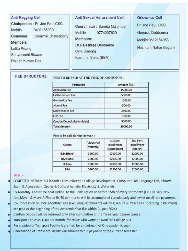 UG Fee Structure 2024 | PDF