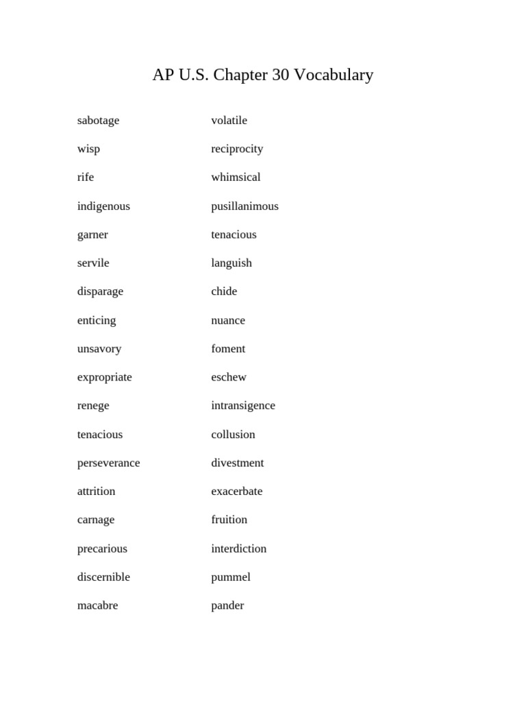 Apush Ch. 30 Vocabulary List | PDF