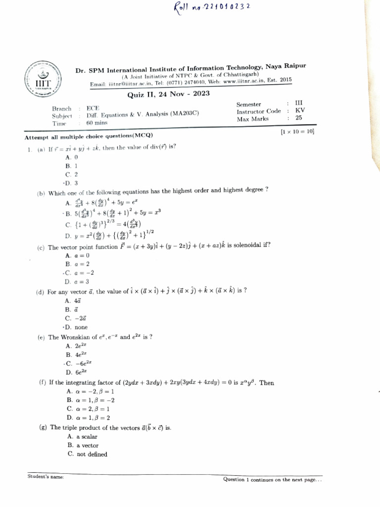 3rd Sem Question Paper ECE | PDF