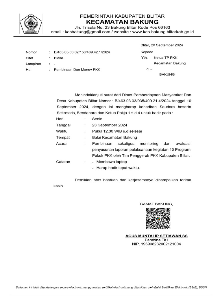 Pembinaan Dan Monev PKK | PDF