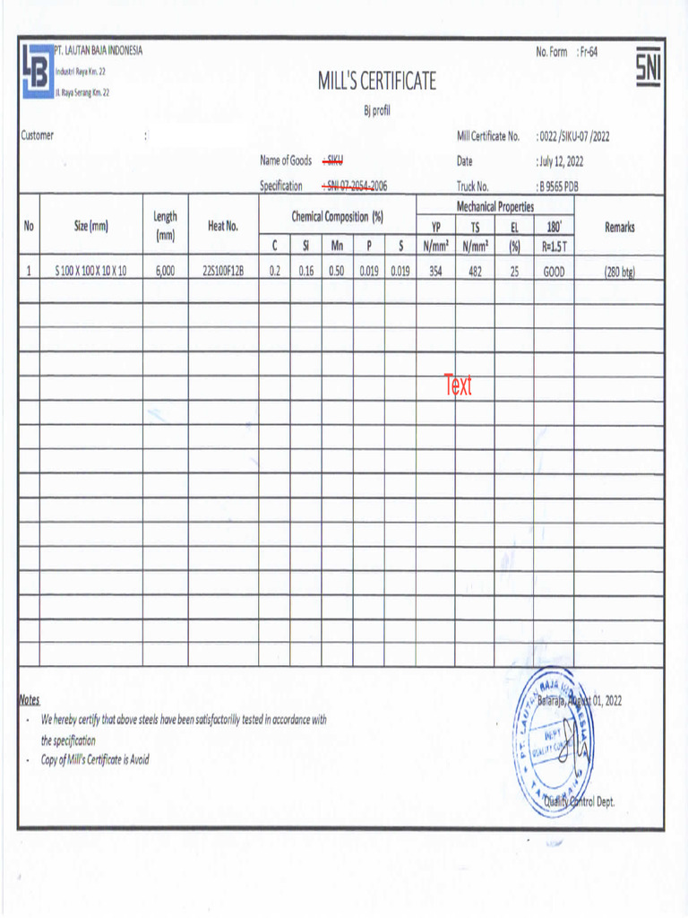 MTC Siku 100 X 10 Lbi | PDF