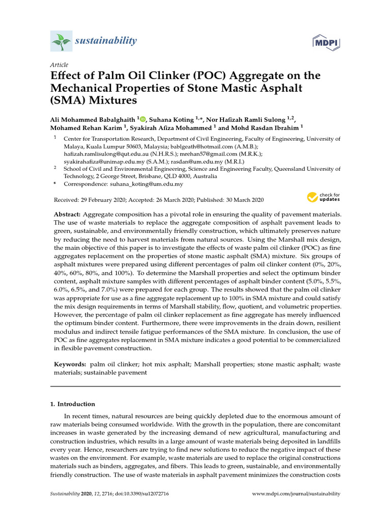 Effect of Palm Oil Clinker (POC) Aggregate On The Mechanical Properties ...