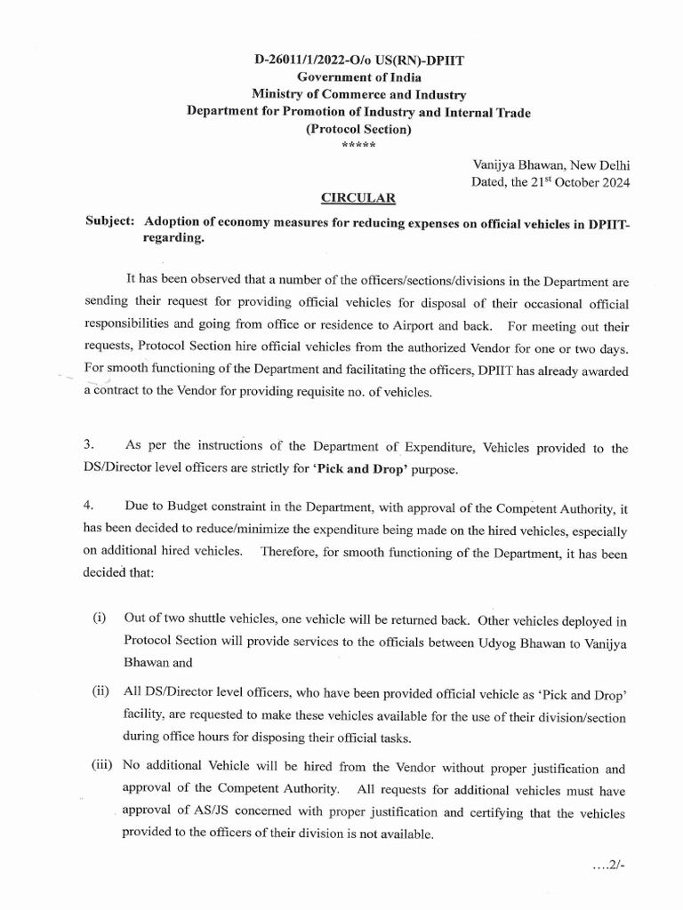 Circular - Vehicle Management | PDF