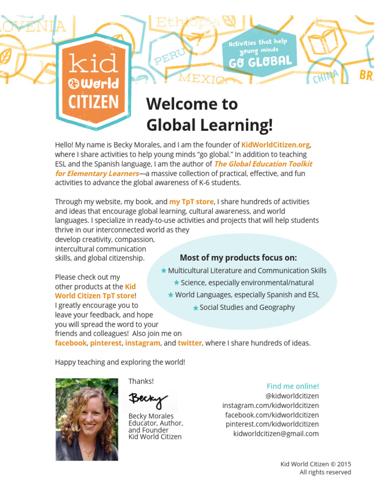 Welcome To Global Learning!: The Global Education Toolkit For ...