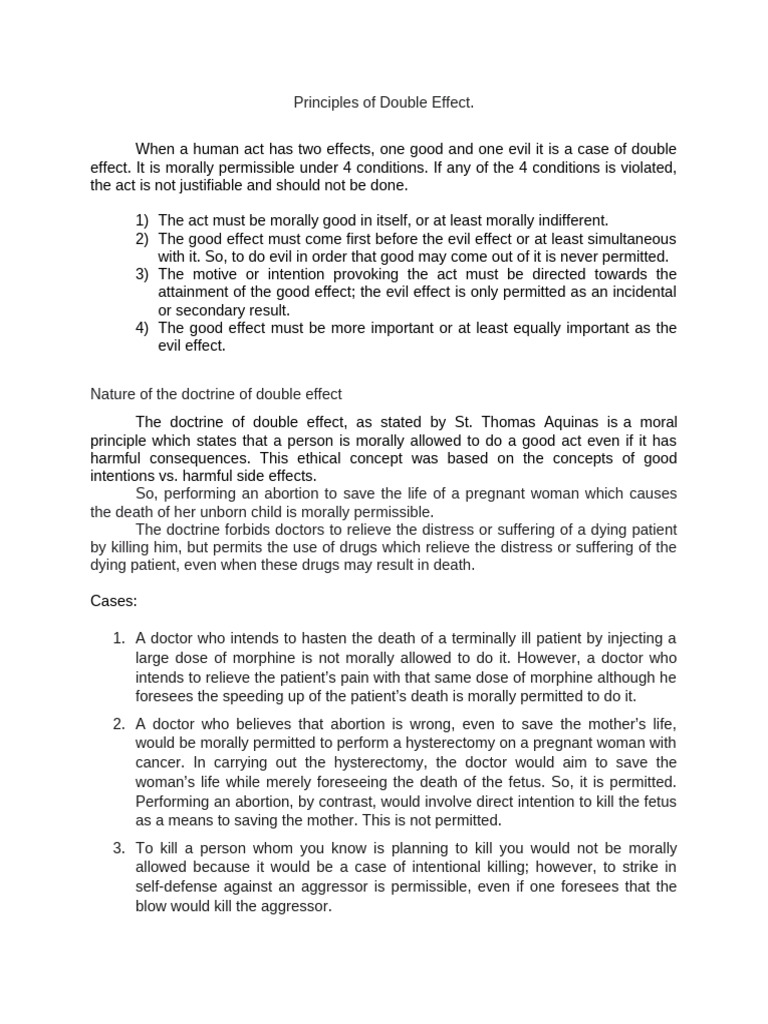 Principle of Double Effect | PDF | Abortion