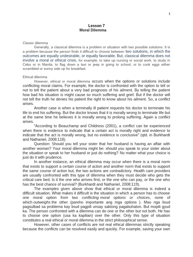 Ethics New 7 Moral Dilemma | PDF | Science & Mathematics