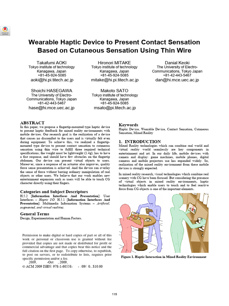 Wearable Haptic Device To Present Contact Sensation Based On Cutaneous ...