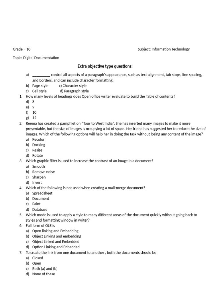 Extra Objective From QP's-G10 DIgital Documentation | PDF | Page Layout | Software