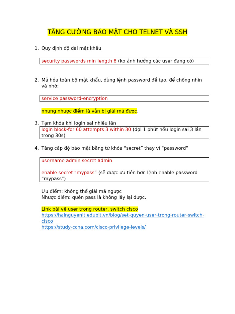 Tang Cuong Bao Mat Cho Telnet Va SSH | PDF