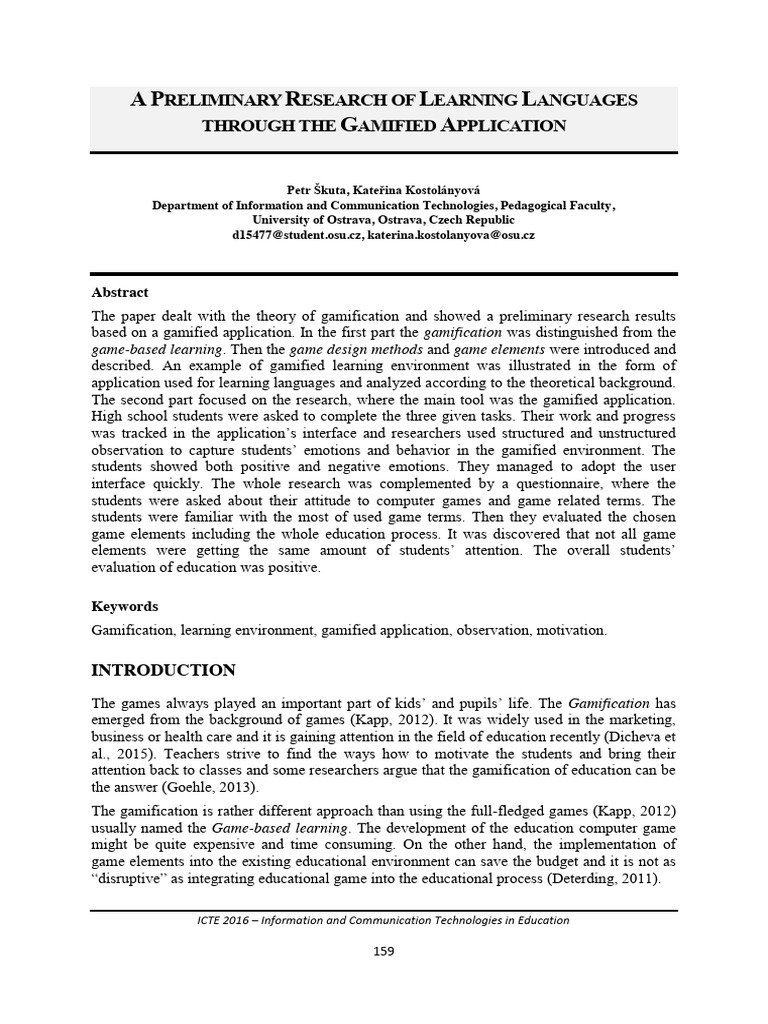 Gamified Language Learning Research | PDF | Information And ...