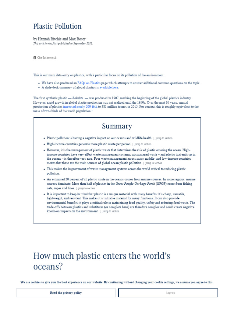 Plastic Pollution - Our World in Data | PDF | Waste | Plastic