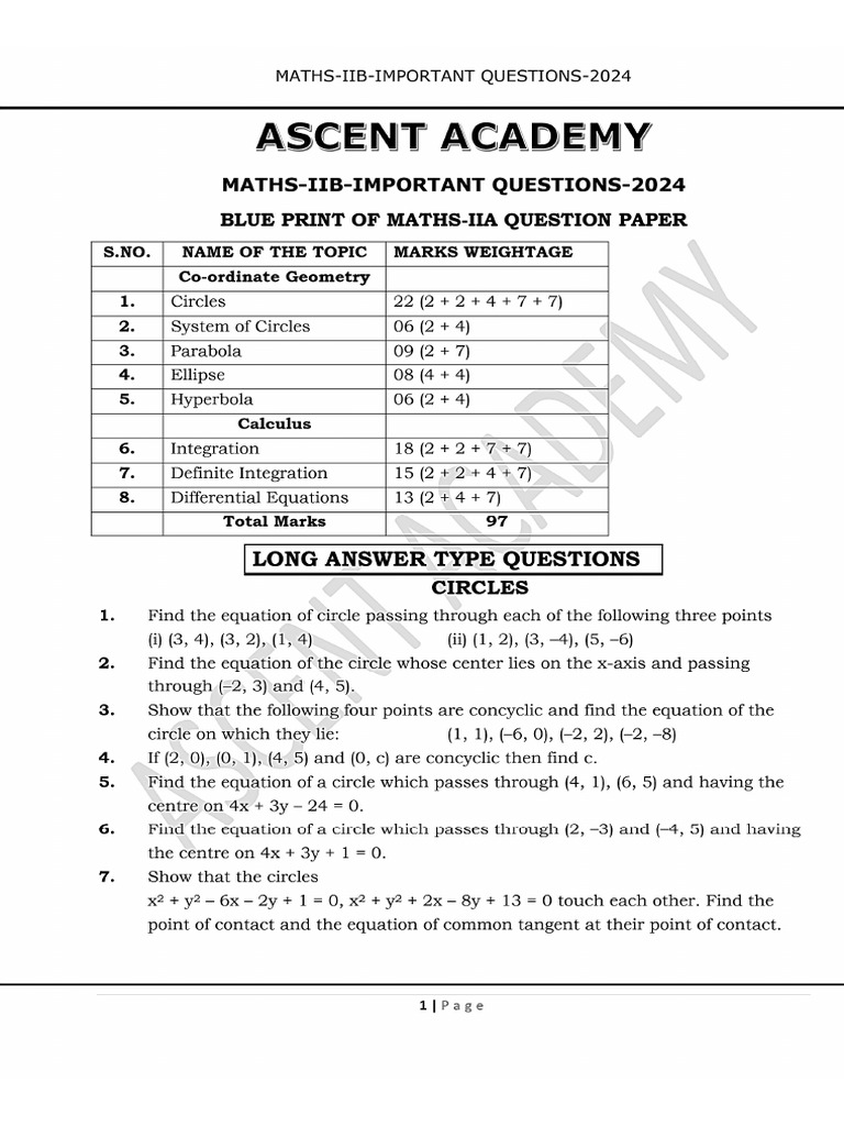 Sr Maths Iib Imp Questions | PDF