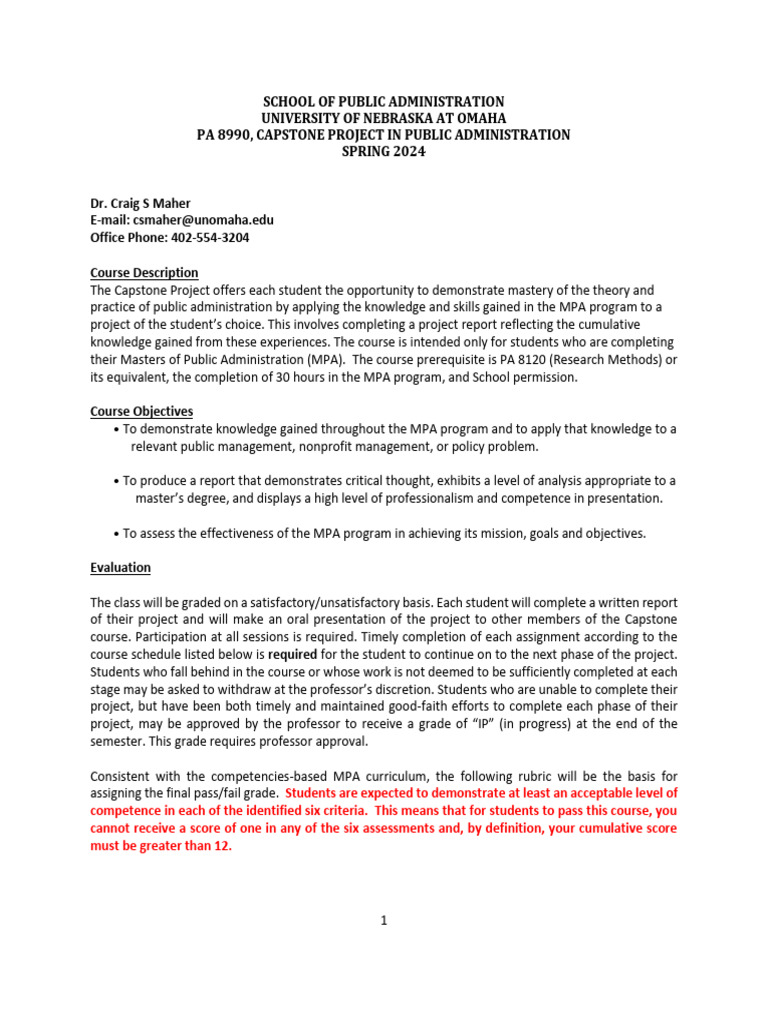 MPA Capstone Project Guidelines 2024 | PDF | Methodology | Hypothesis