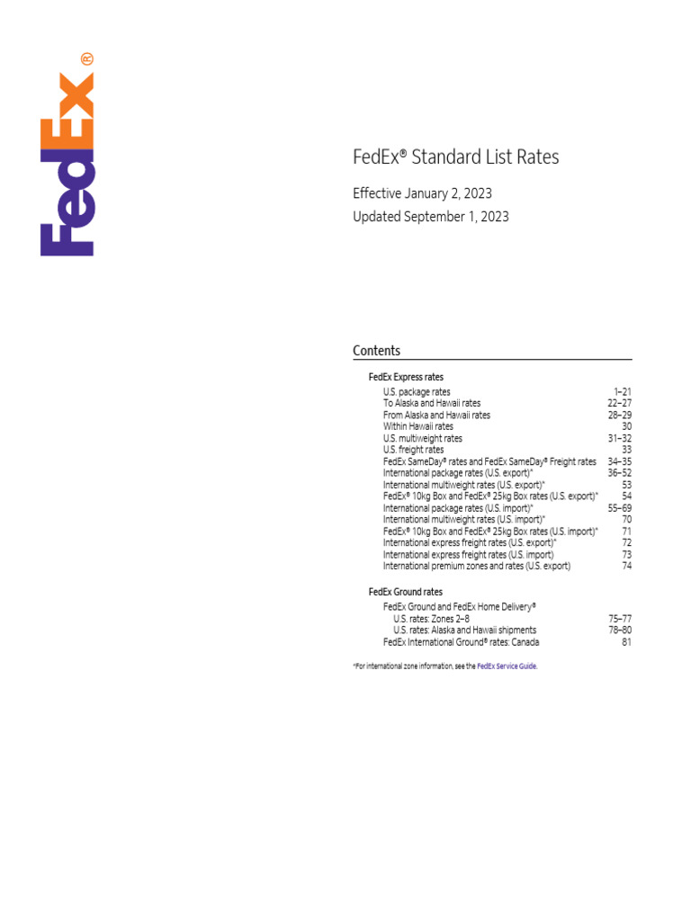 FedEx_Standard_List_Rates_2023 | PDF | Freight Transport | Fed Ex