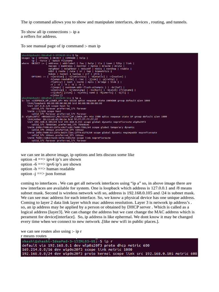 ip commnd in linux | PDF | Ip Address | Computer Network