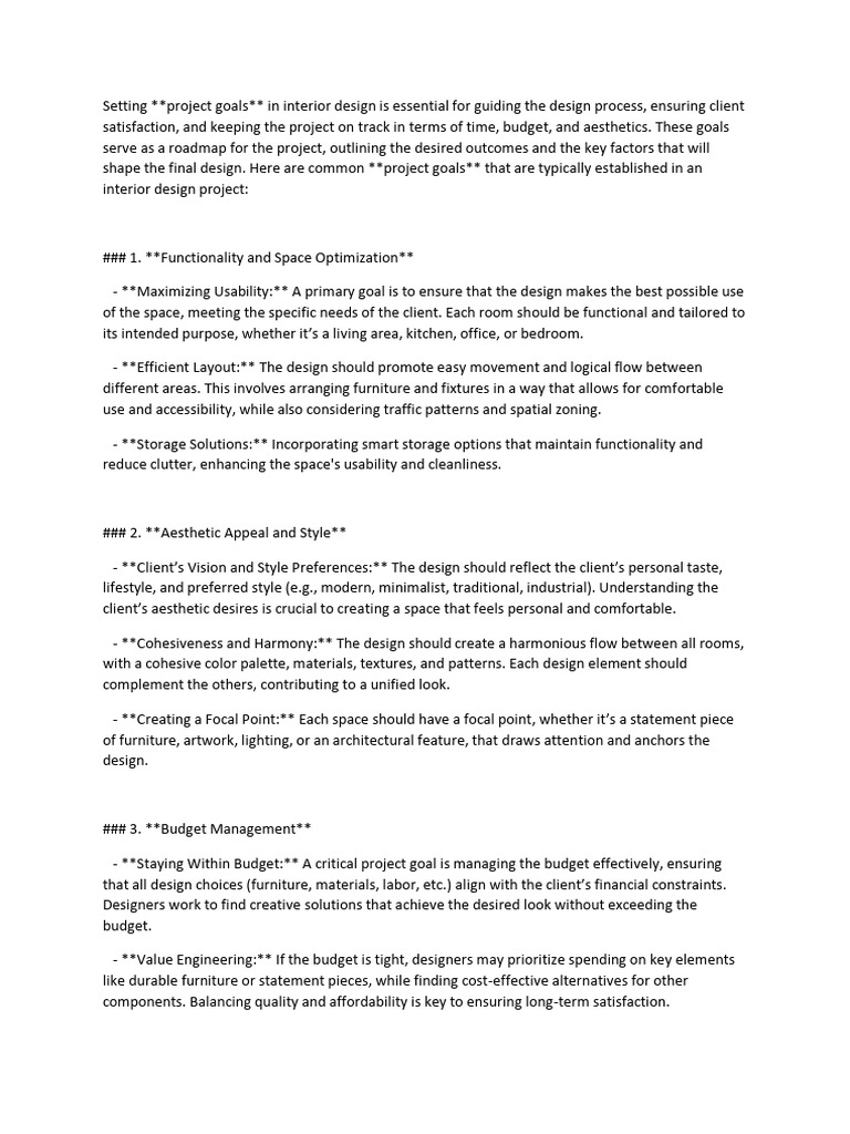 Essential Project Goals in Interior Design | PDF | Efficient Energy Use ...