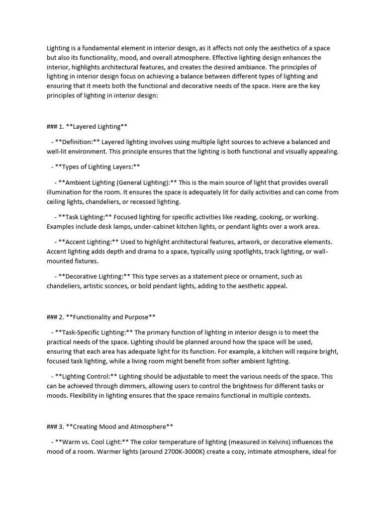 Key Principles of Interior Lighting Design | PDF | Lighting | Electromagnetic Radiation