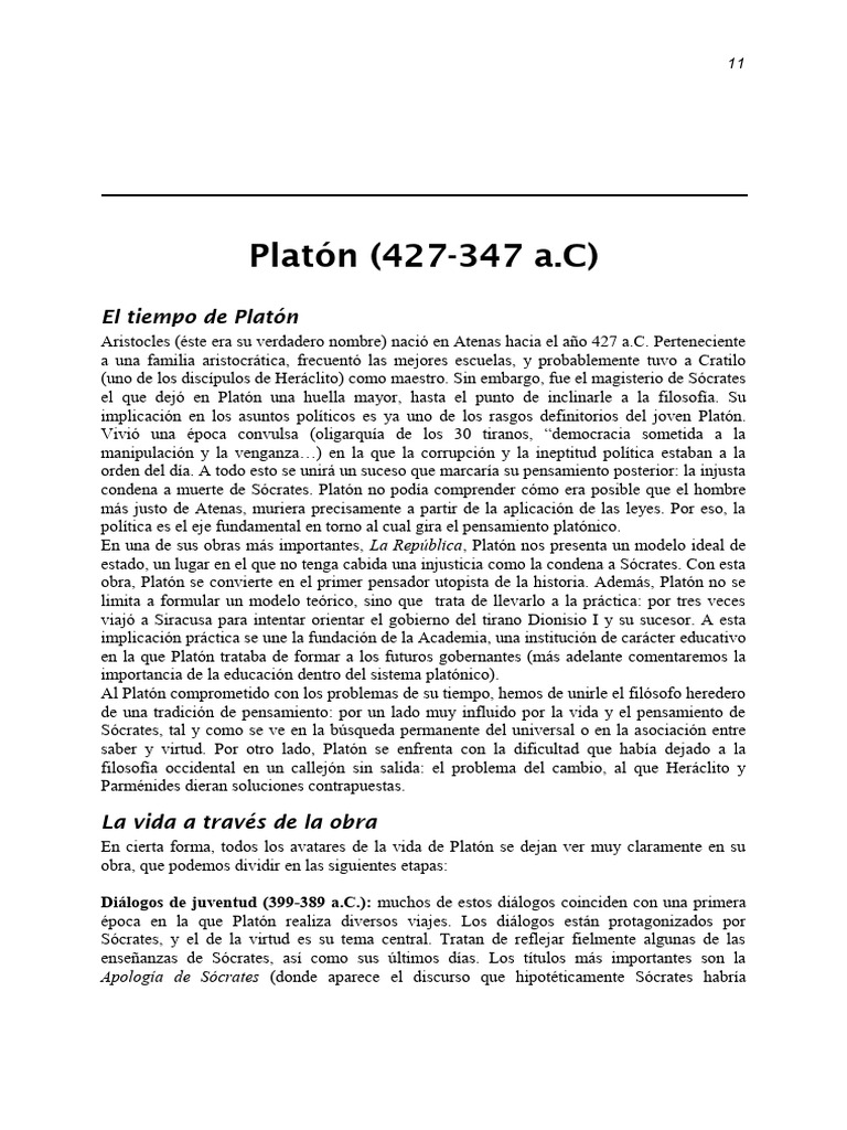 Unidad 3 Platón | PDF | Platón | Conocimiento