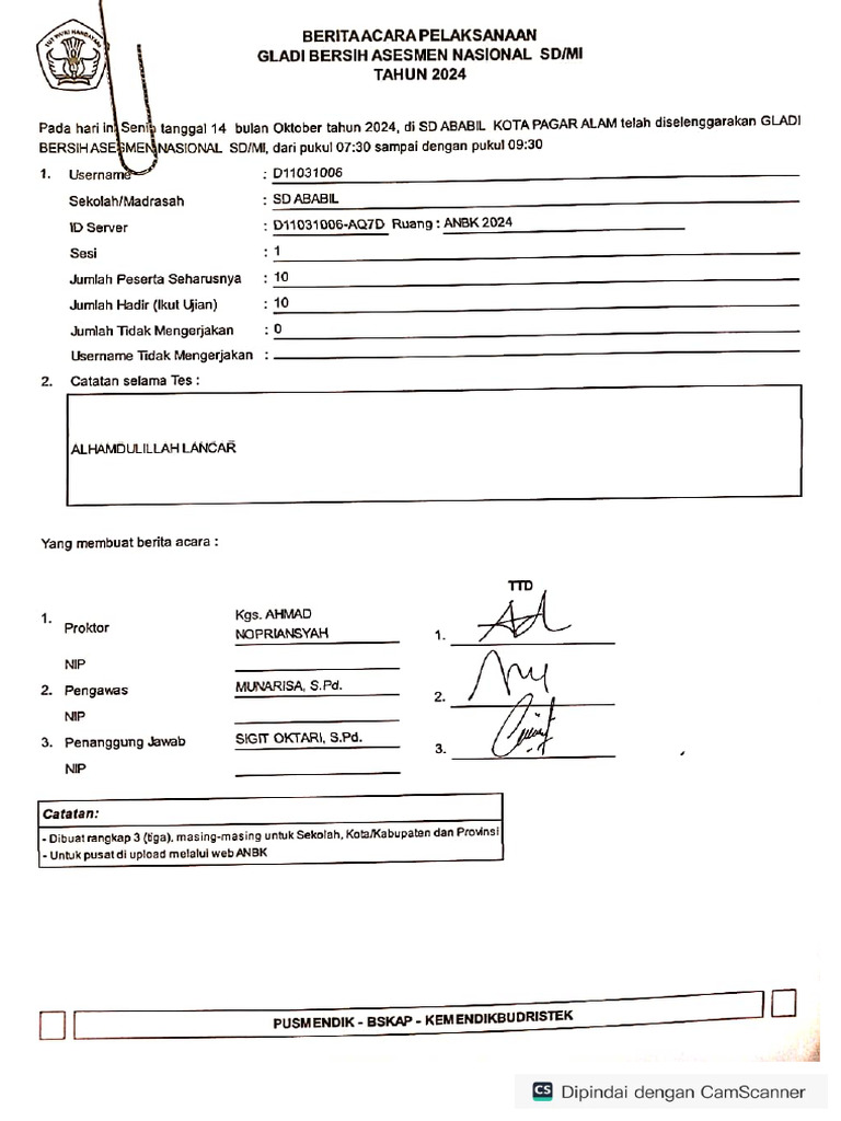 Bap Sesi 1 Anbk 2024 SD Ababil | PDF