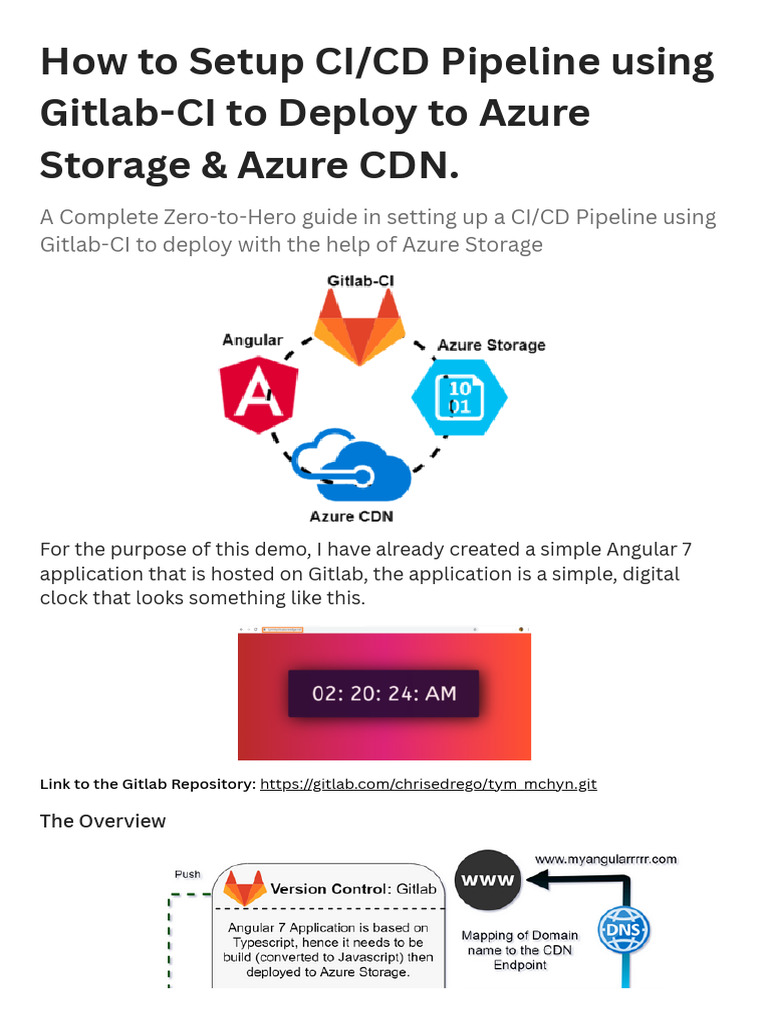 Setup CI - CD Pipeline Gitlabto Deploy To Azure Storage&CDN | PDF | Information Technology ...