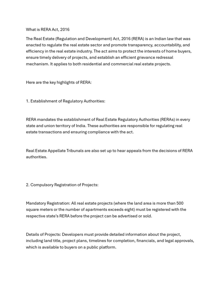 RERA introduction | PDF | Justice | Crime & Violence