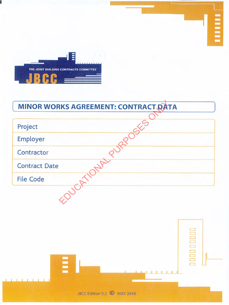 JBCC - Minor Works Agreement | PDF