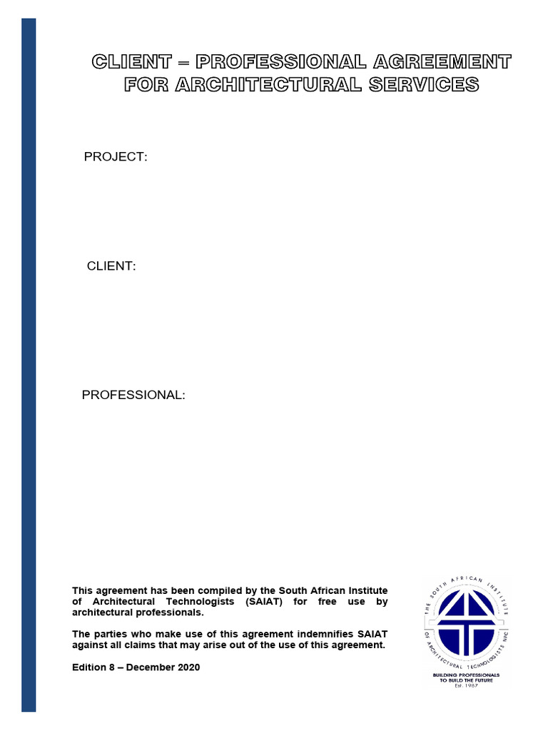 Client-Professional Agreement for Architects | PDF | Mediation ...