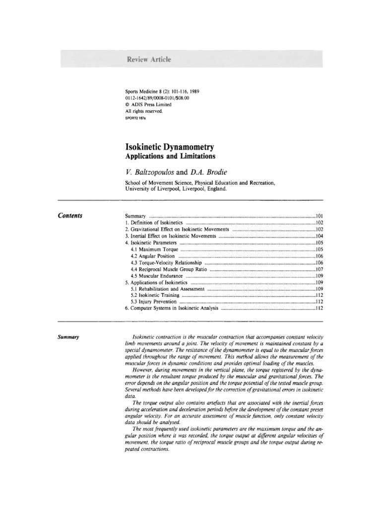 Isokinetic Dynamometer | PDF | Torque | Force