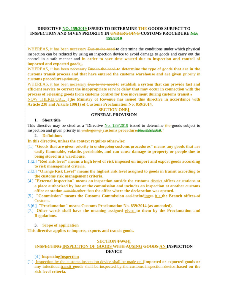 31 Directive No 159 2019issued To Determine The Goods Subject To | PDF ...