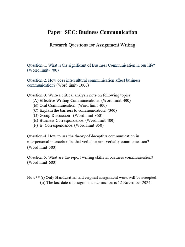 Assignment (Business Communication) | PDF
