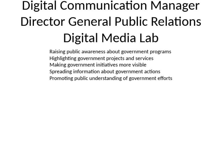 Digital Communication Manager Presentation | PDF