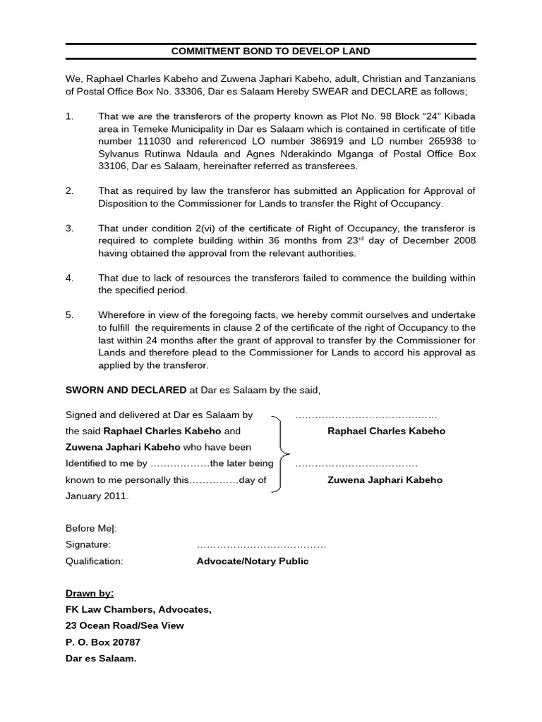 Commitment Bond for Land Development | PDF