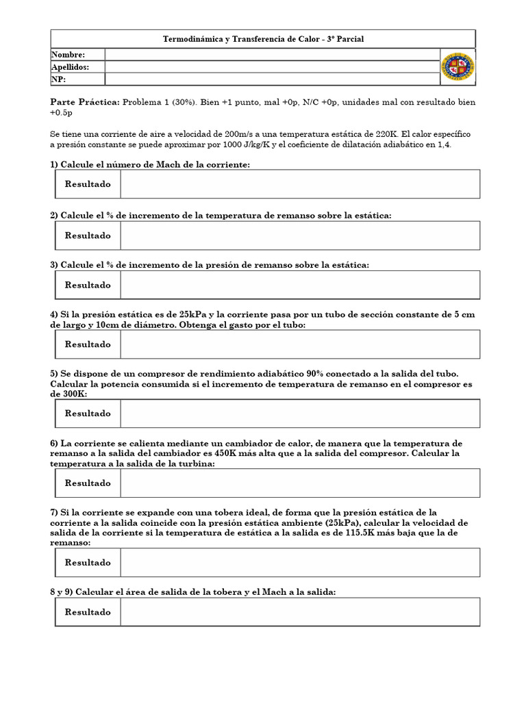 Ep1 2C TTC 2020 2021 Problemas | PDF | Turbina | Calor