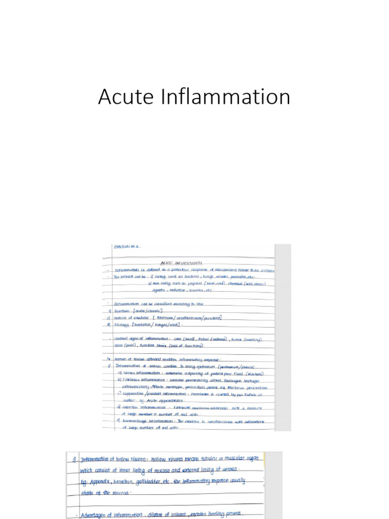 Acute Inflammation Writing Material | PDF