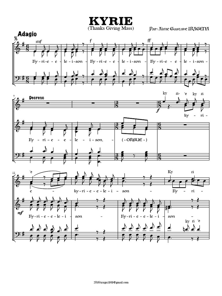 KYRIE (Thanksgiving Mass) Par Gustave | PDF