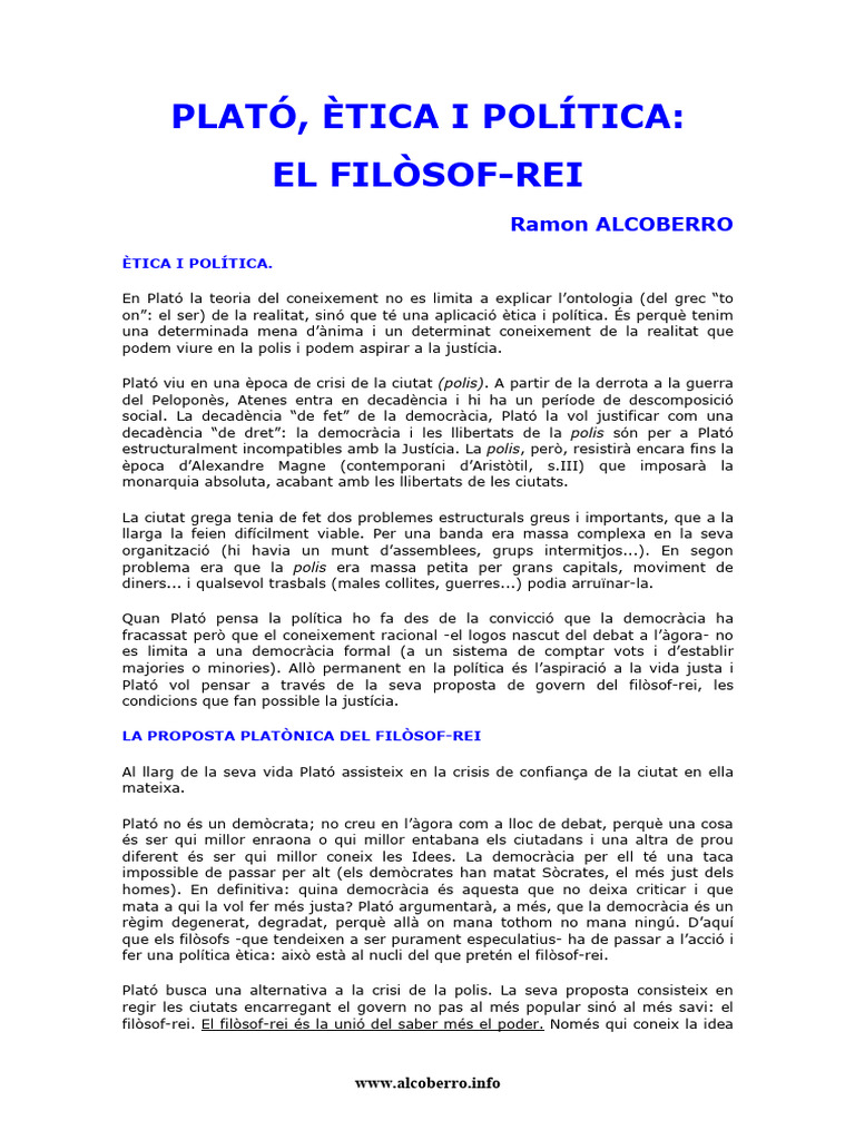 La Teoria Del Filòsof-Rei | PDF