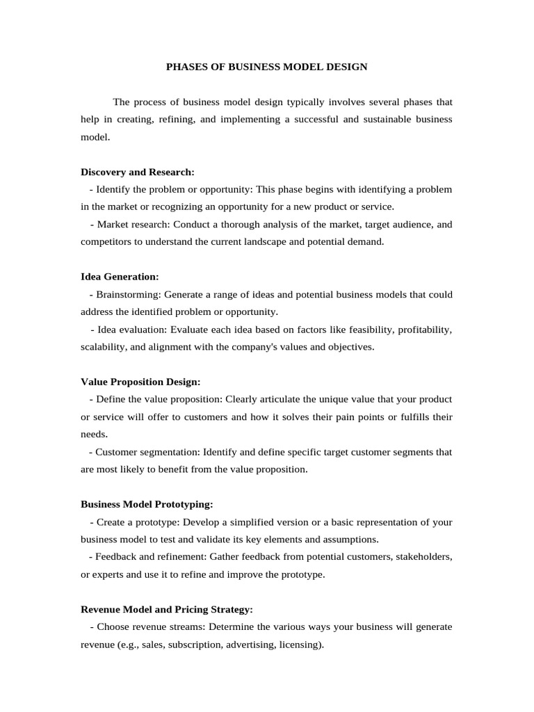 Phases of Business Model Design-Immortal | PDF | Business Model ...