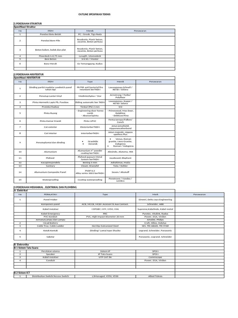 Outline Spek | PDF | Valve | Equipment