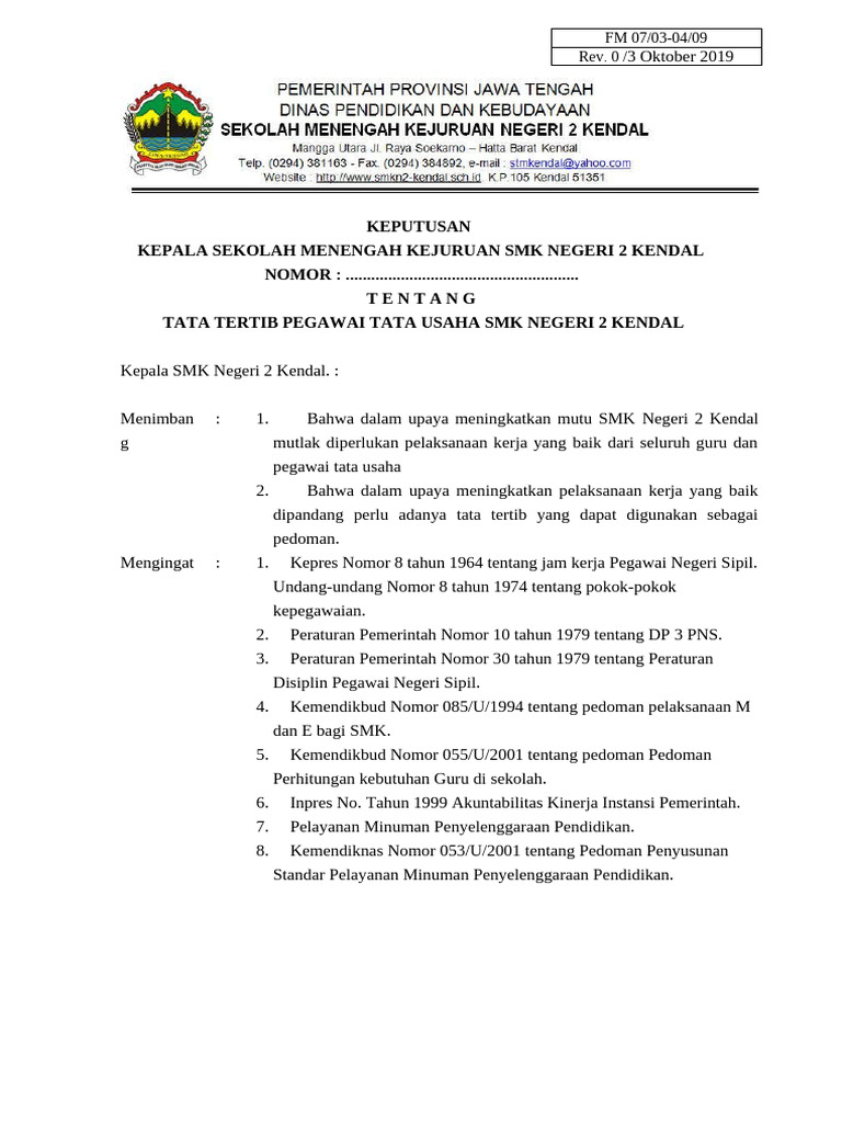 FO 9_ SK Tata Tertib Pegawai TU | PDF