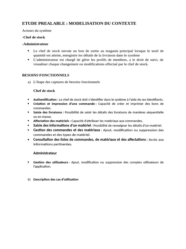 Etude Prealable | PDF