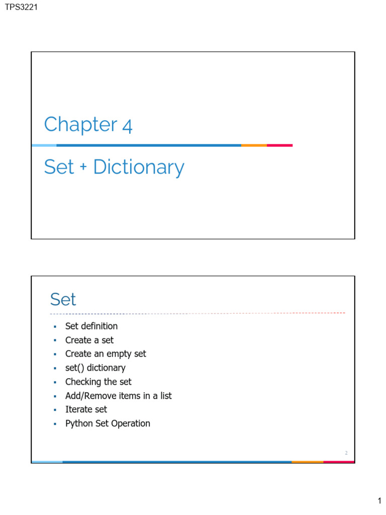 Lec 04 - Set and Dictionary | PDF | Software Development | Programming Paradigms