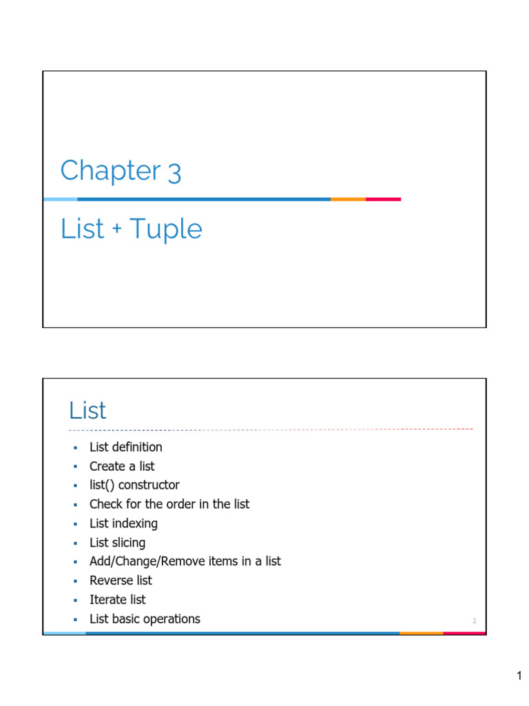 Lec 03 - List and Tuple | PDF | Computer Programming | Software Engineering