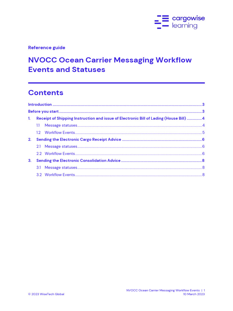 1FOR NVOCC+Ocean+Carrier+Messaging+Workflow+Events | PDF | Bill Of ...