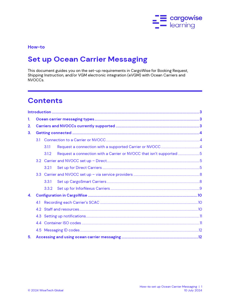 1FOR How+to+Set+Up+Ocean+Carrier+Messaging | PDF | Logistics | Information