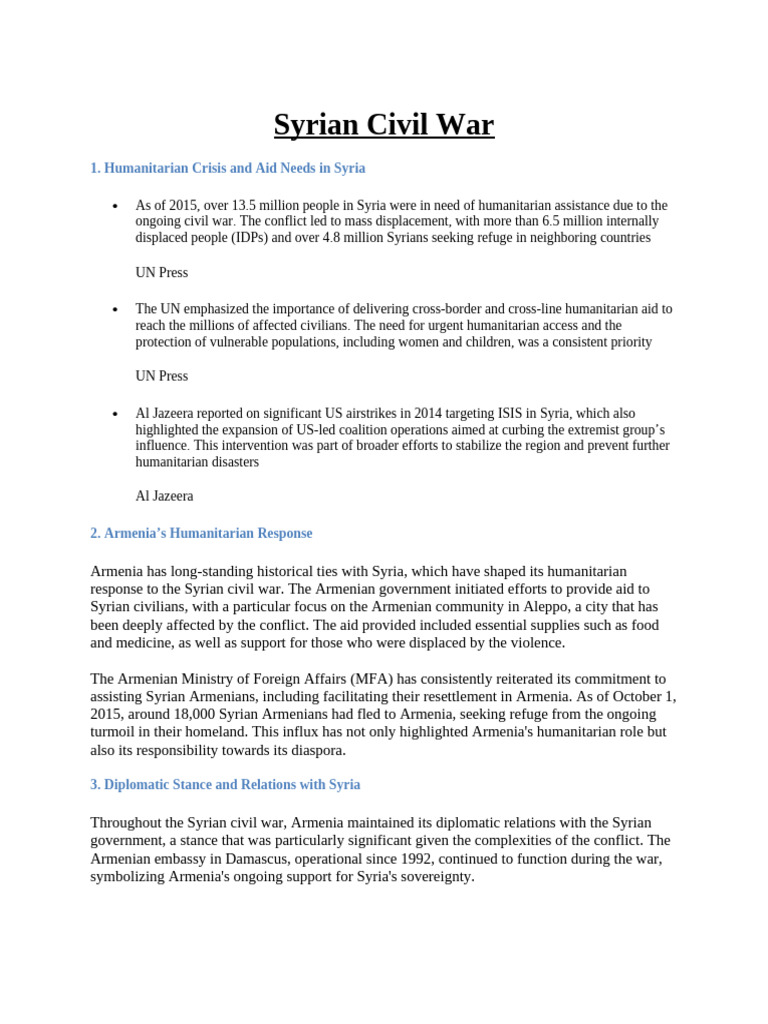 Humanitarian Crisis in the Syrian Civil War | PDF | Syrian Civil War ...