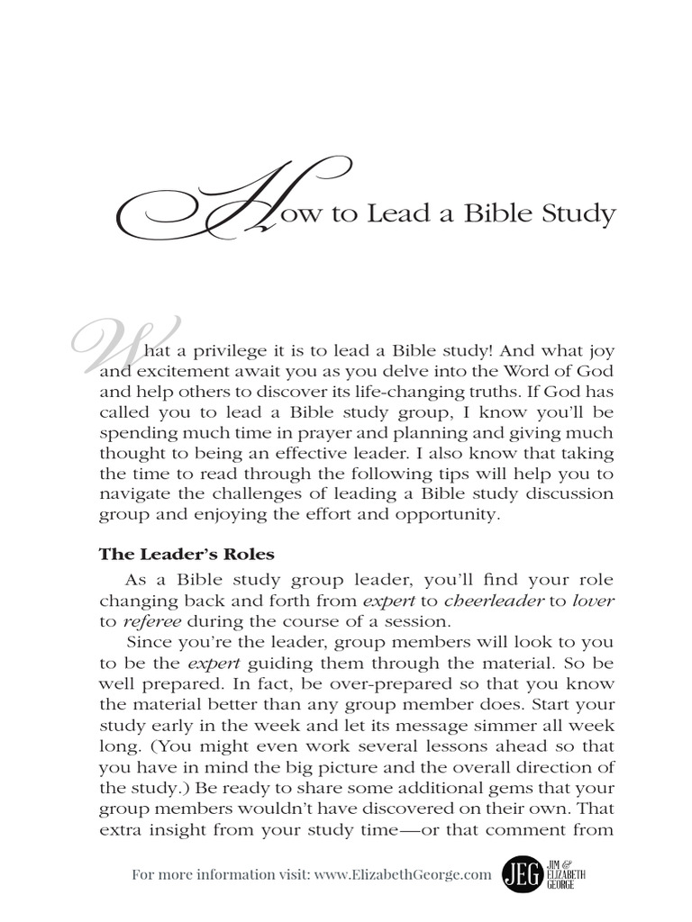 Effective Bible Study Leadership Tips | PDF