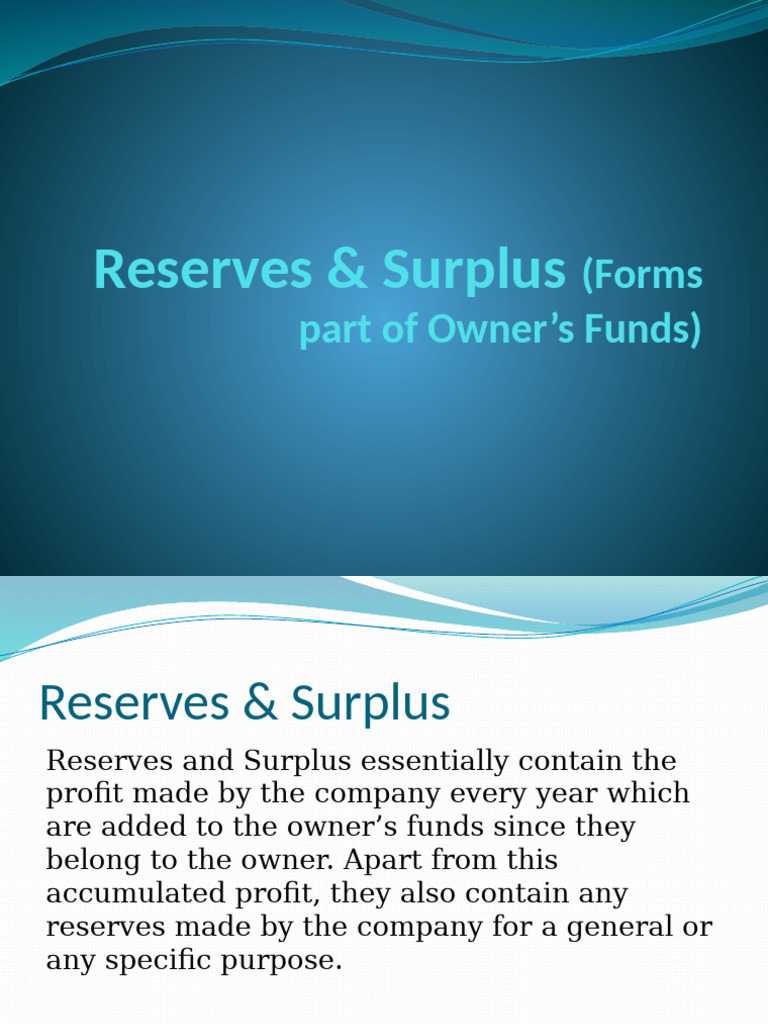 Session 2 - Reserves & Surplus | PDF | Dividend | Retained Earnings