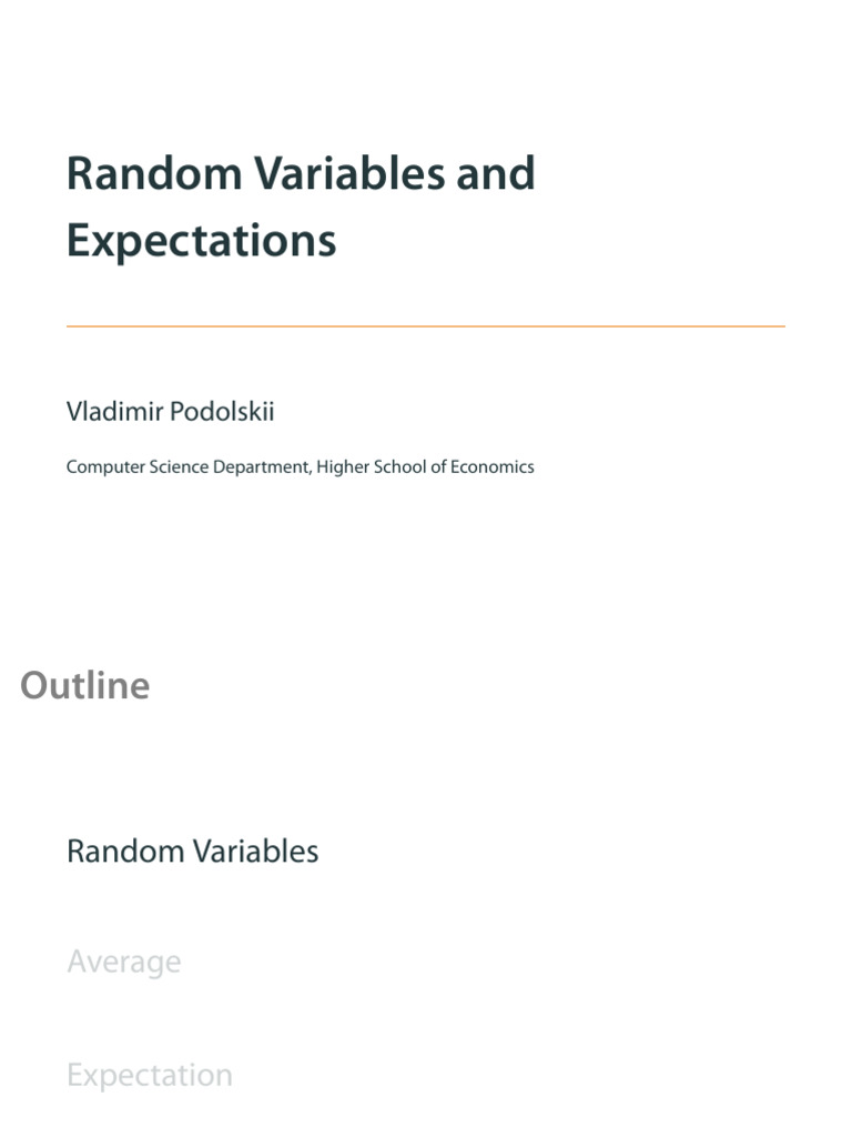 08 Slides 251 Random Variables | PDF | Expected Value | Probability Distribution