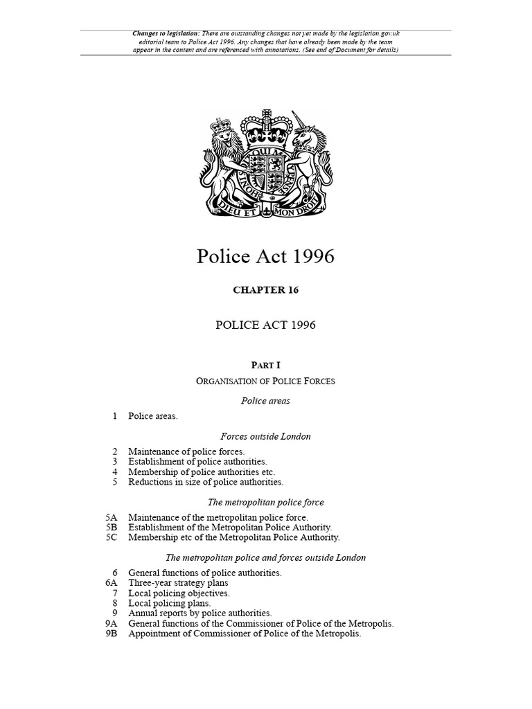 Police Act 1996 | PDF | Police | Repeal